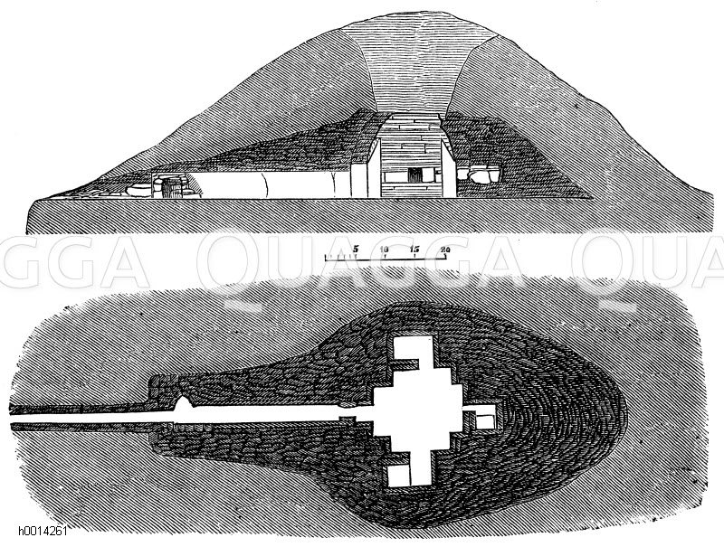 Durchschnitt von Plan von Maes-Howe auf den Orkney-Inseln