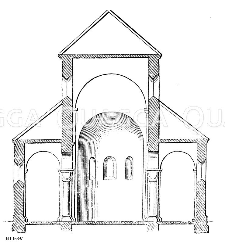 Romanische Basilika: Querdurchschnitt