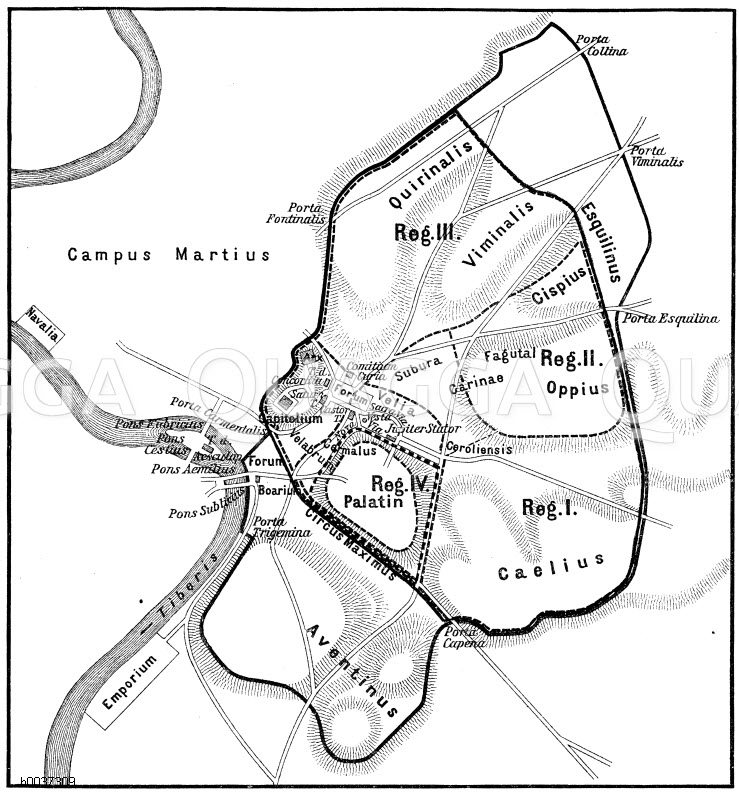 Roma quadrata - Palatina, Vierregionenstadt und Servianische Stadt ...