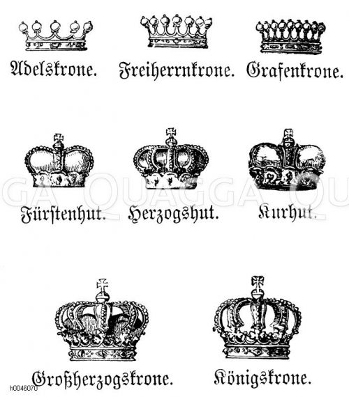 Kronen: Adelskrone, Freiherrenkrone, Grafenkrone, Fürstenhut ...