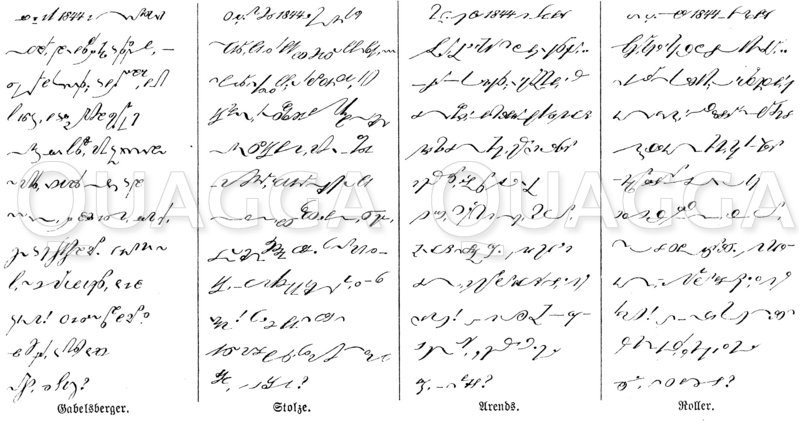 Schriftprobe für die bestehenden vier Hauptsysteme der deutschen ...