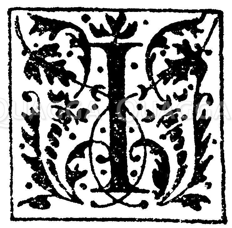 Lateinisches Initial: Buchstabe I. Initial aus einem Werk der Morel ...