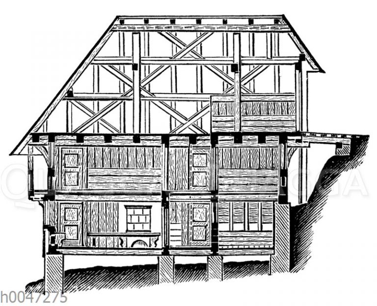 Längsschnitt durch ein Schwarzwaldhaus - Quagga Illustrations