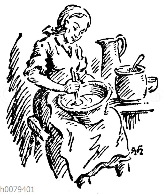 Frau beim Rühren in einer Schüssel